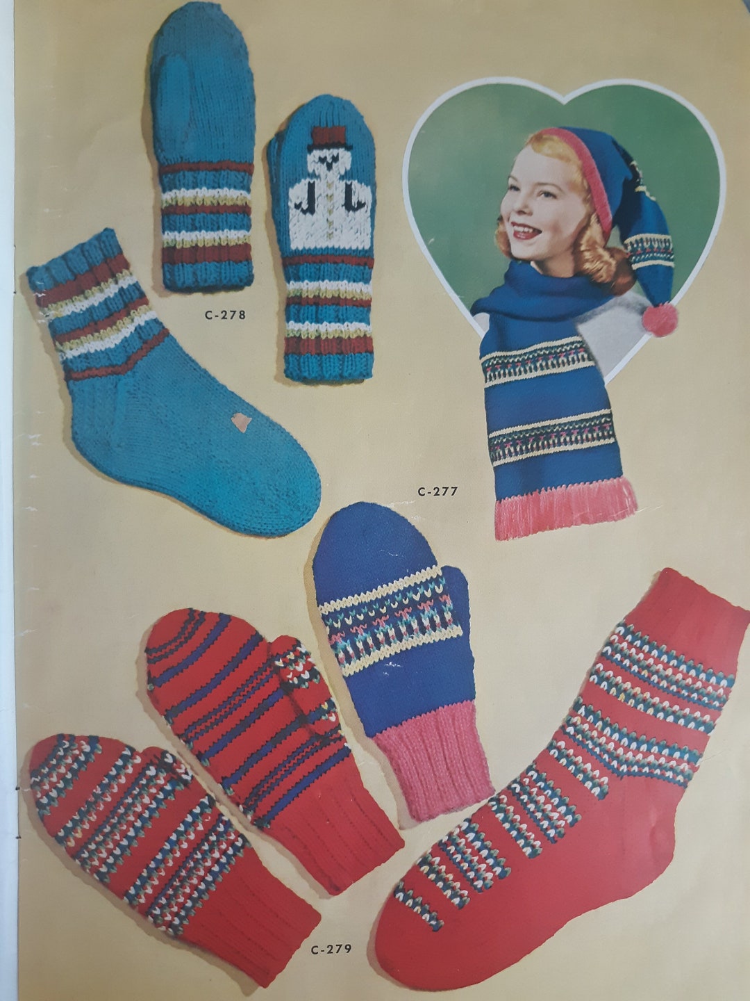Vintage 1940s Patterns/instructions Pamphlets for Knit Socks, Mittens ...