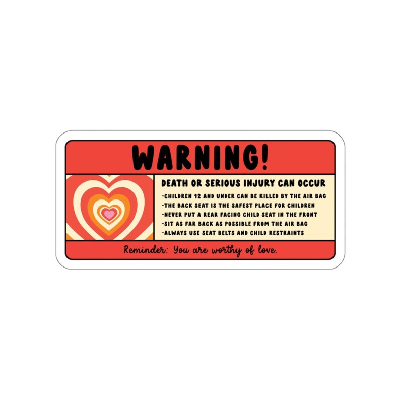 Reminder: You Are Worthy Airbag Warning Sticker Car Caution - Etsy