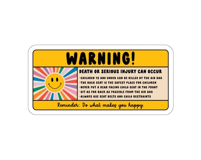 Cute Knife Pastel Warning Sticker | Pink Kawaii Decal, Airbag Label ...
