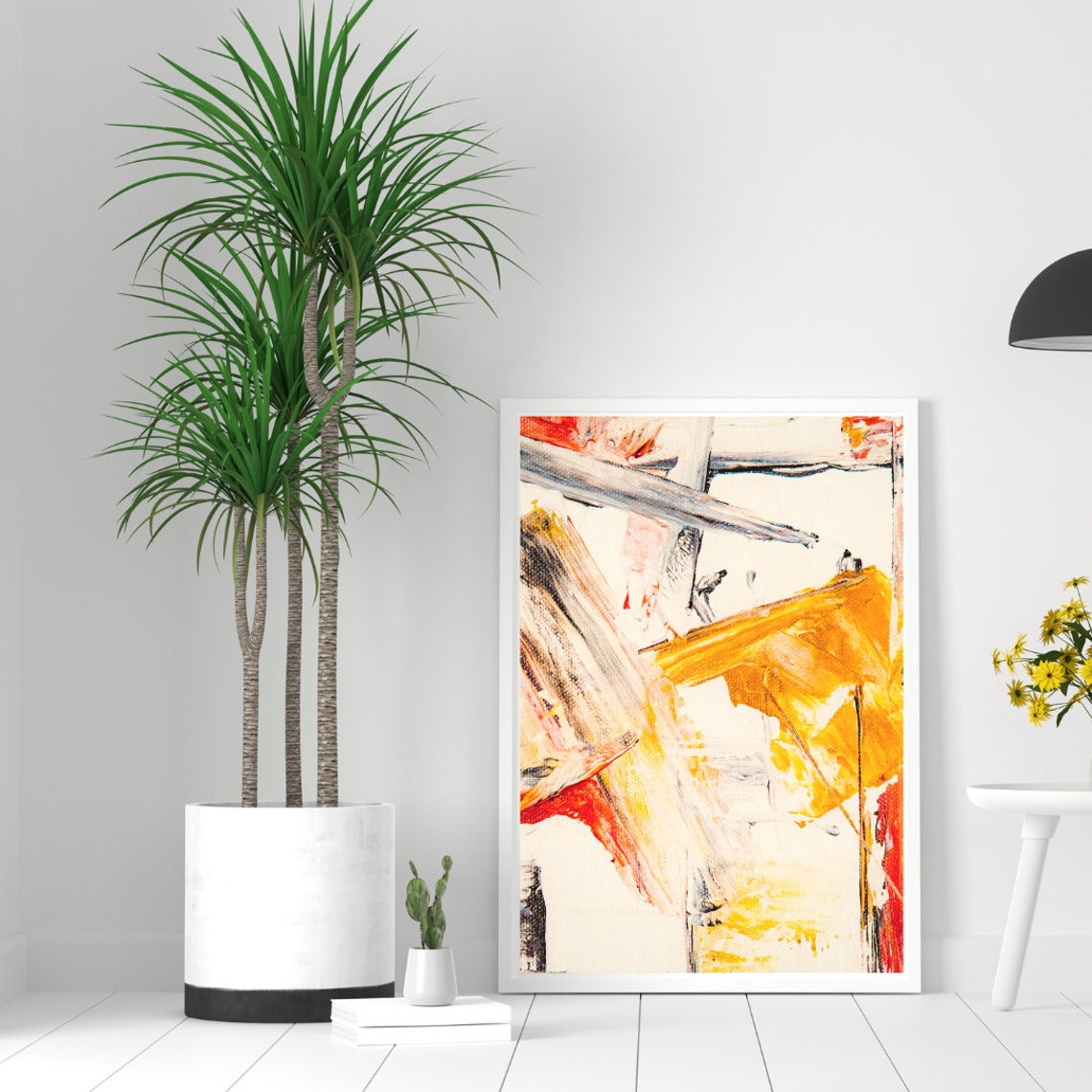 Yellow & White Minimal Abstract Wall Art Sizes Available: 16.0 X 20.0 ...