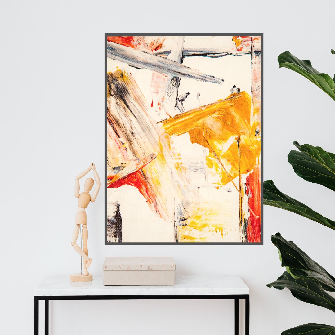 Yellow & White Minimal Abstract Wall Art Sizes Available: 16.0 X 20.0 ...