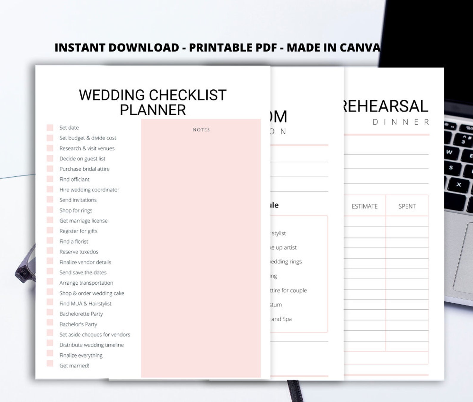 Wedding Checklist and Tracker | Printable Wedding Planner Pages ...
