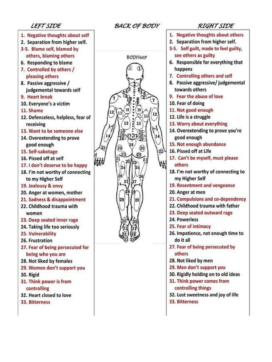Back of Body Reflexology Chart for Acupuncture and Massages - Etsy