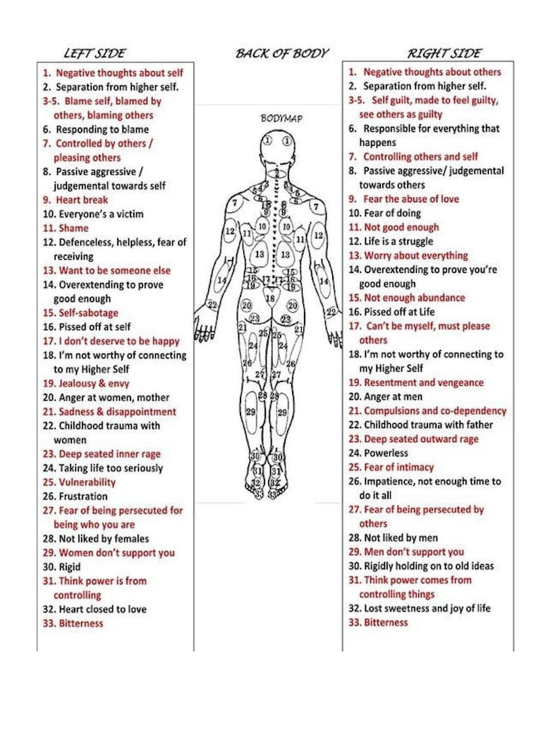 Back of Body Reflexology Chart for Acupuncture and Massages - Etsy