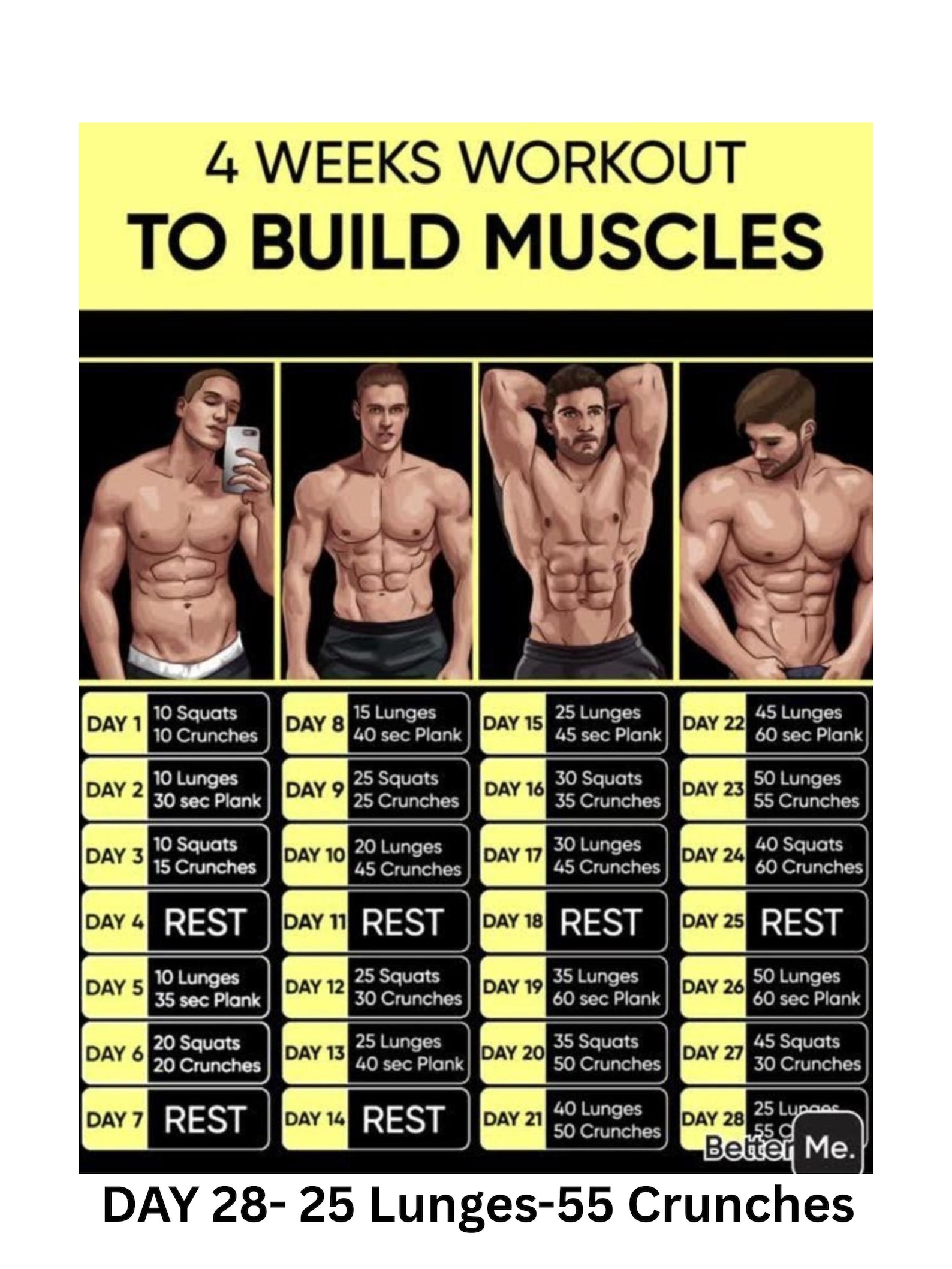 How to Build Muscle in 4 Weeks Workout Routine - Etsy