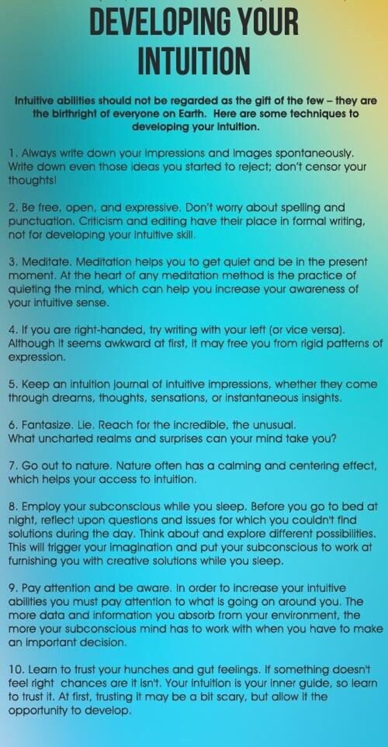 DEVELOPING YOUR INTUITION - Etsy
