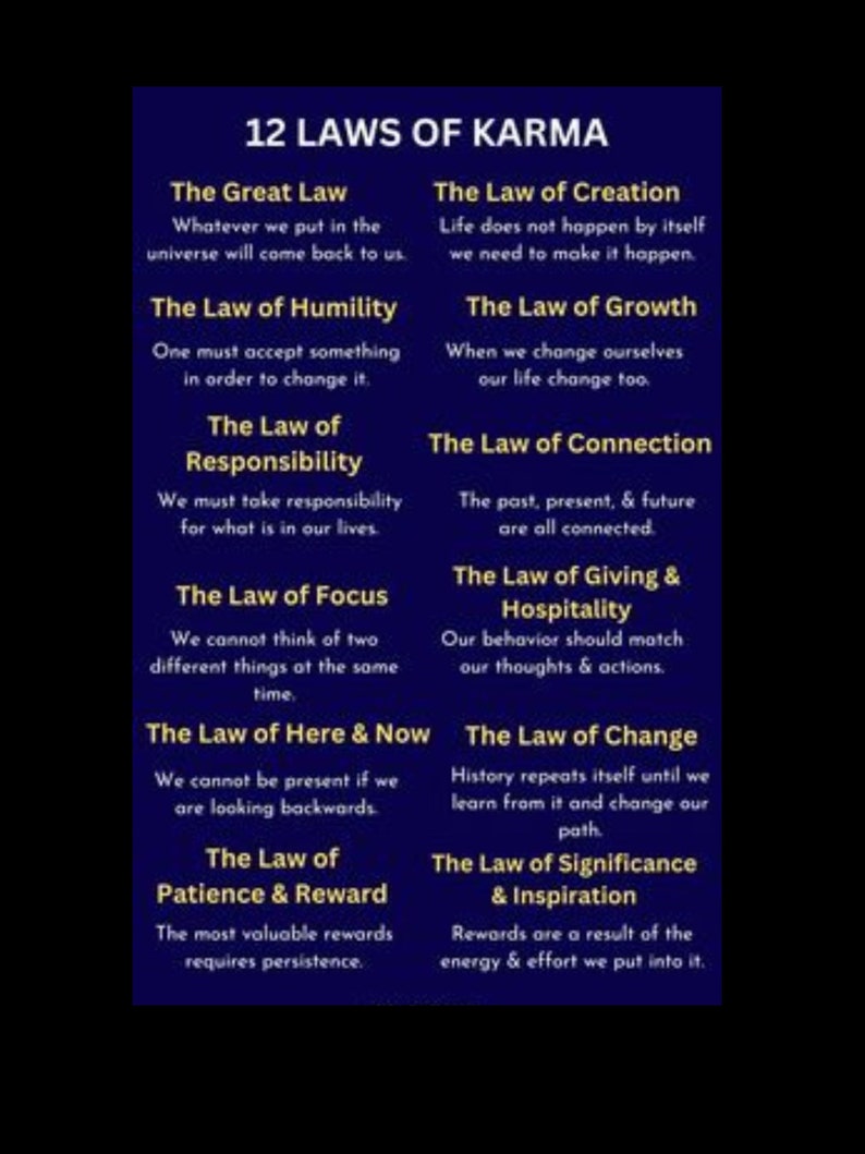 12 LAWS OF KARMA - Etsy