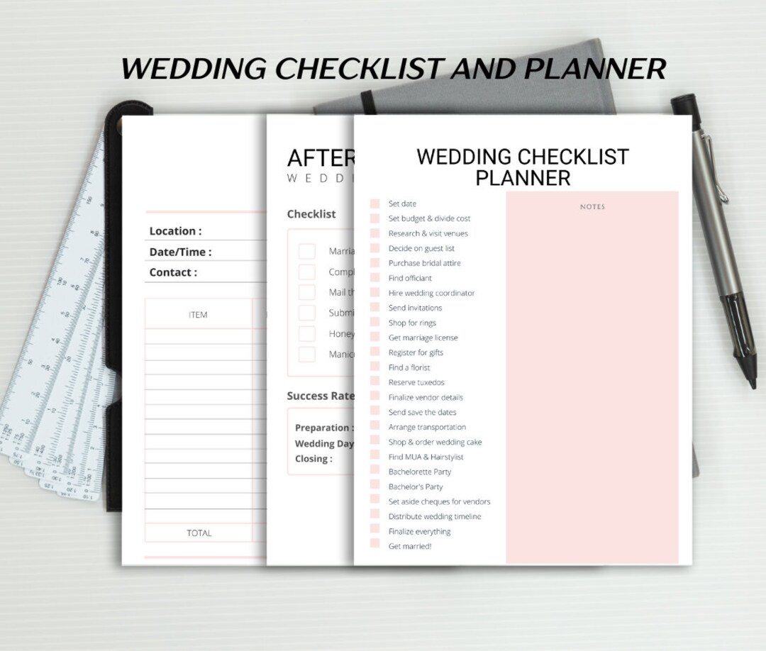Wedding Checklist and Tracker | Printable Wedding Planner Pages ...