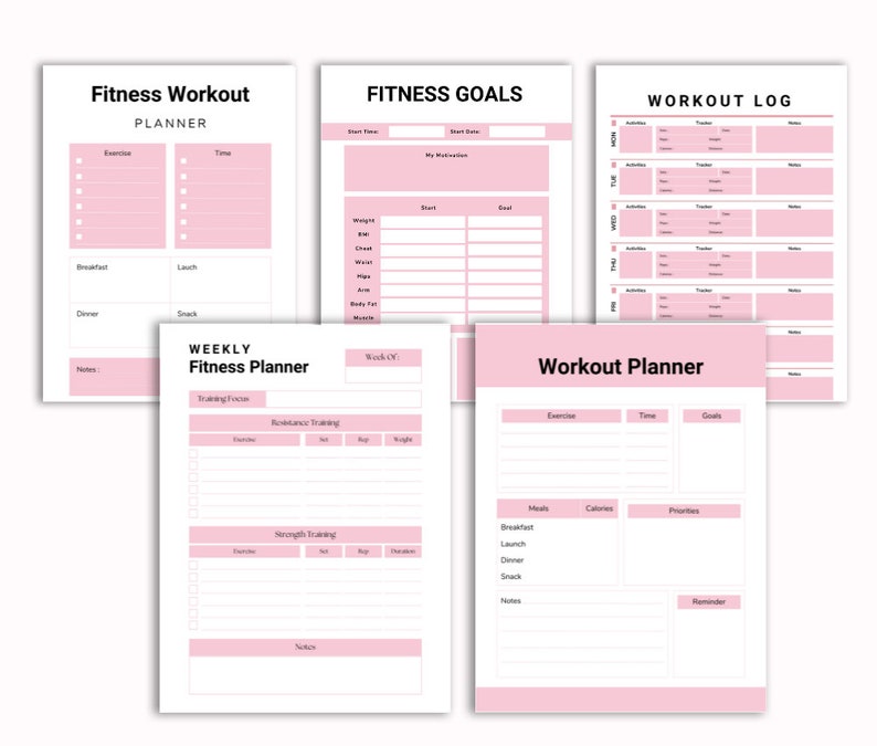Fitness Tracker Weight Loss Tracker BUNDLE Workout Planner - Etsy