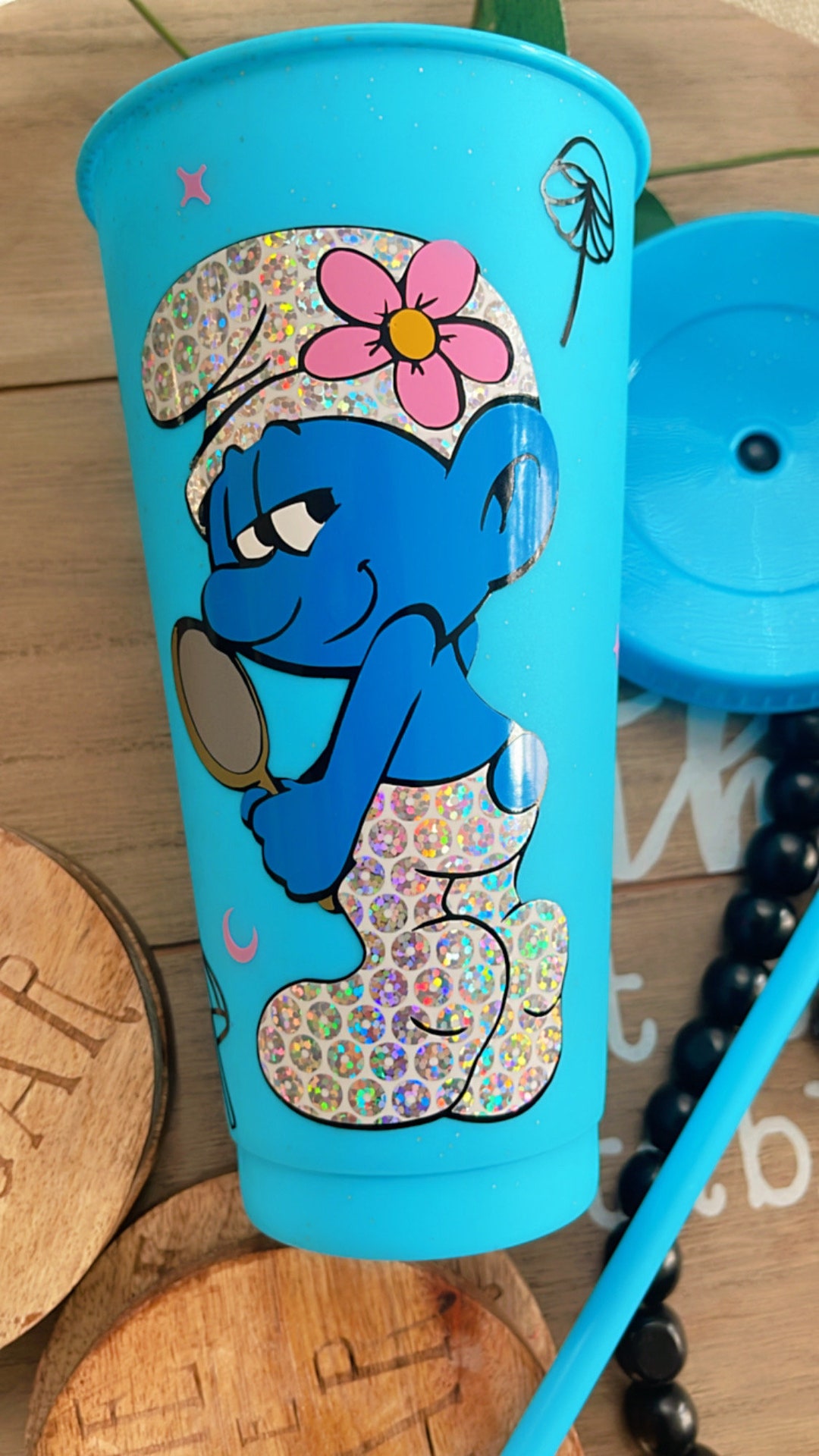 Smurf Custom Cold Cup , 24oz Plastic Cup| Reusable Cup| Cartoon Cup ...