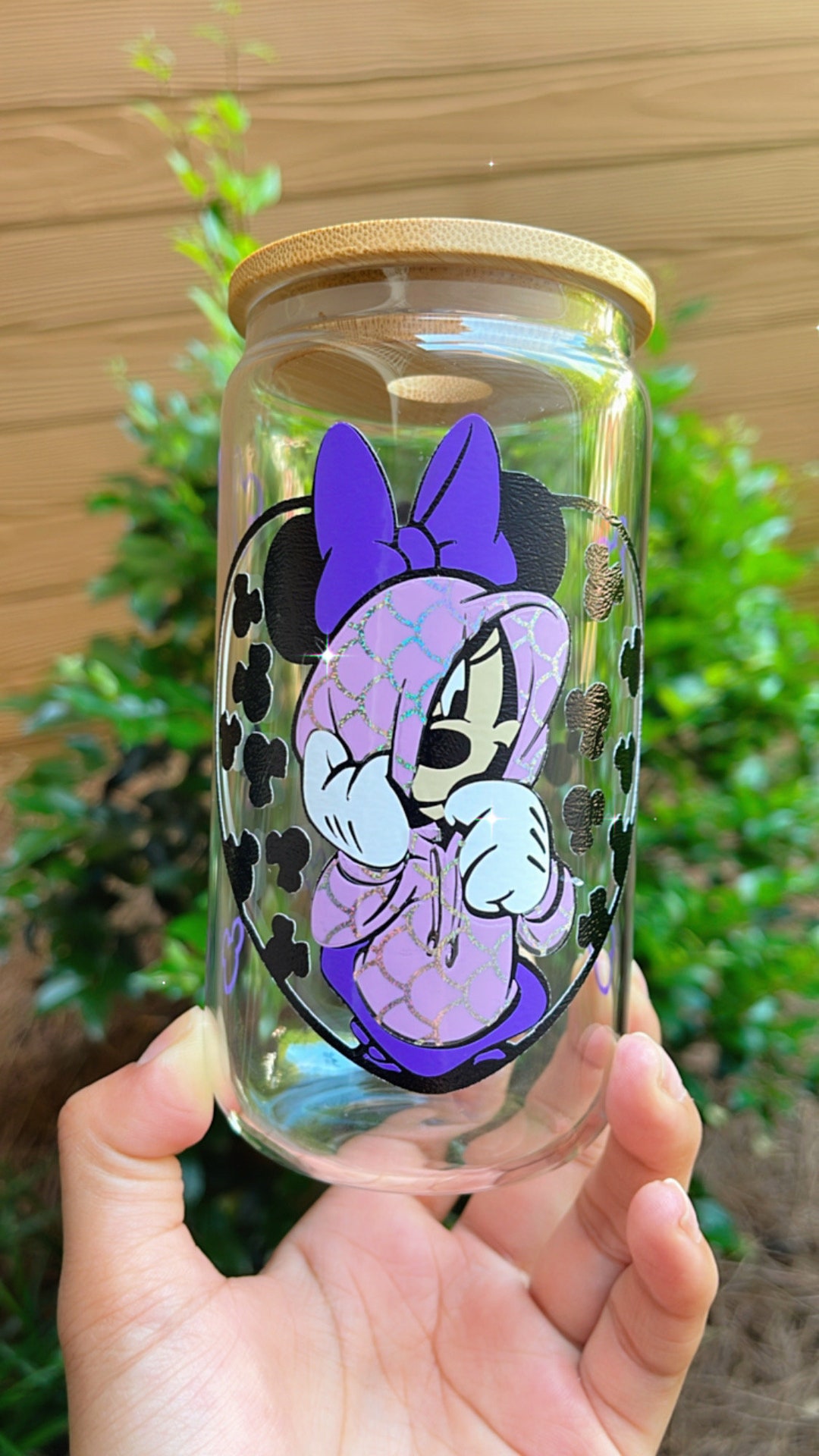Minnie Mouse Glass Cup 16 Oz Glass Cupdisney Glass Cup Iced Coffee ...