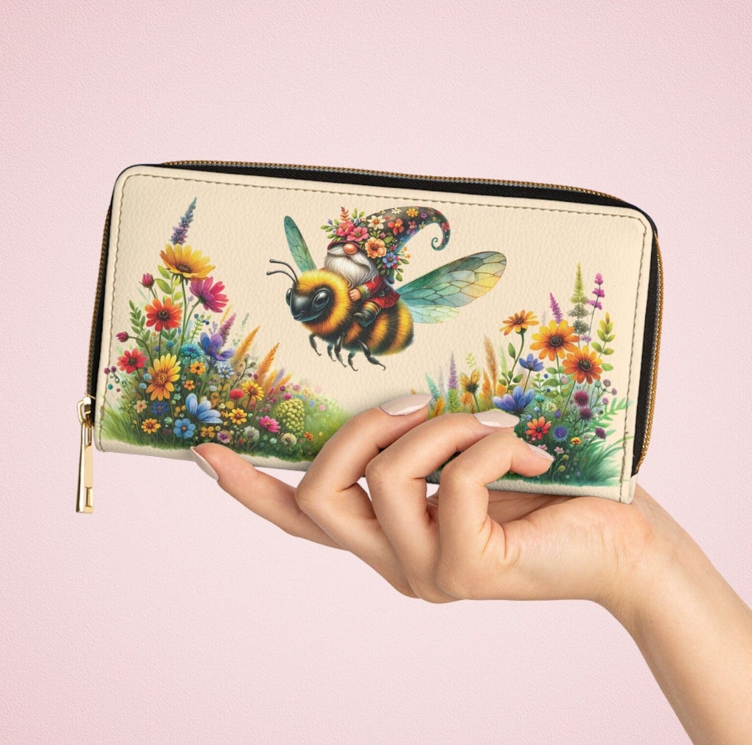 Gnome Zipper Wallet, Bumble Bee Women's Wallet, Mythical Art, Beautiful ...