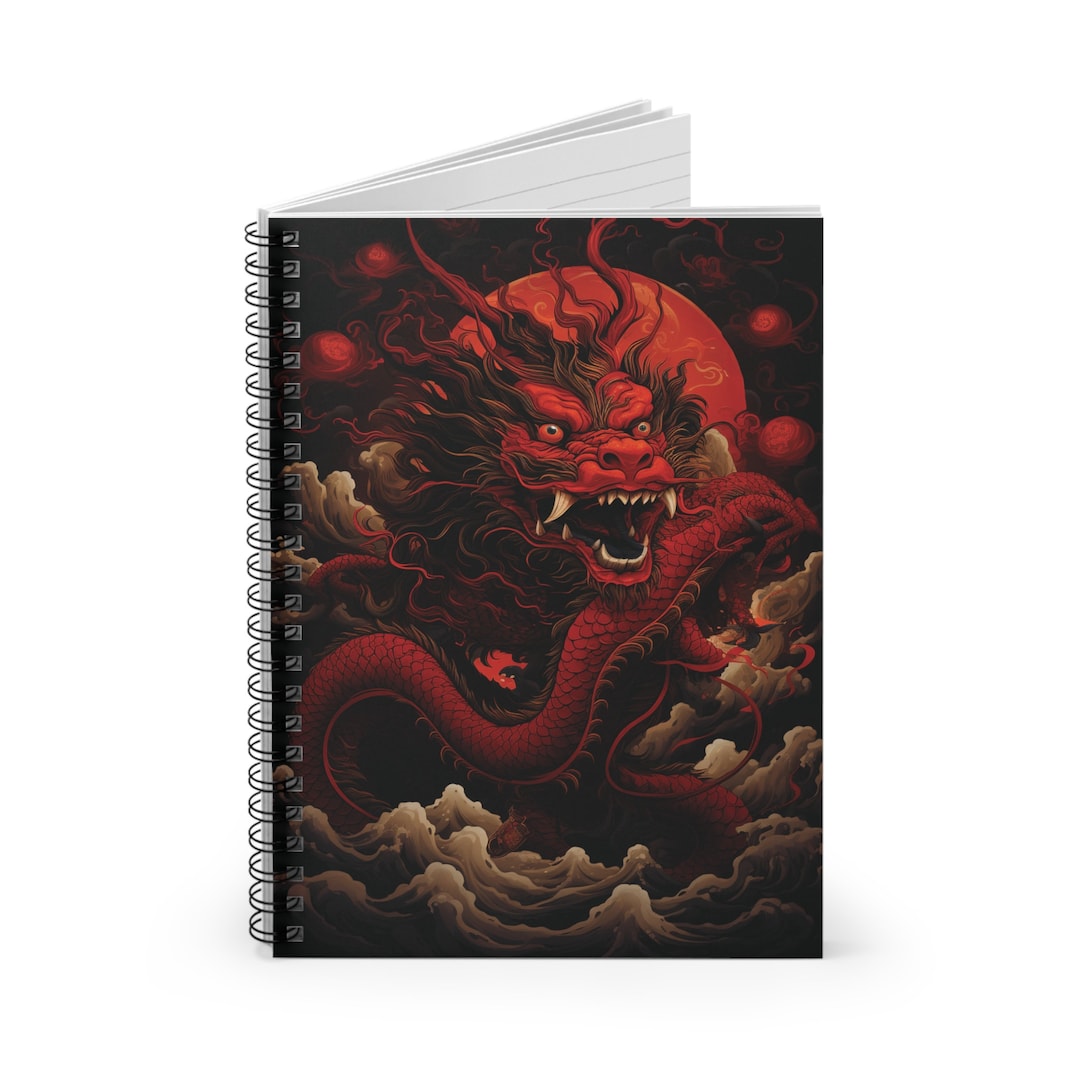 Red Chinese Dragon Spiral Notebook, Ruled Line Daily Journal Gift for ...