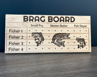 Fishing Brag Board, Fishing Score Board Laser Engraved and Easel ...