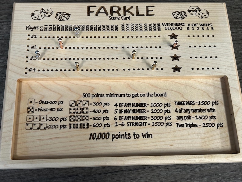 Farkle Game Board With Rolling Tray and Score Card - Etsy