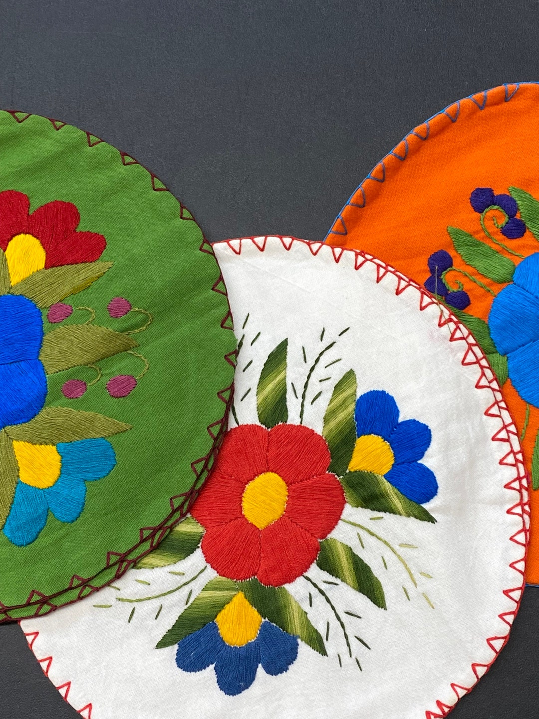 10.5" Hand Embroidere Floral Tortilla Warmer-tortillero Bordado a Mano ...