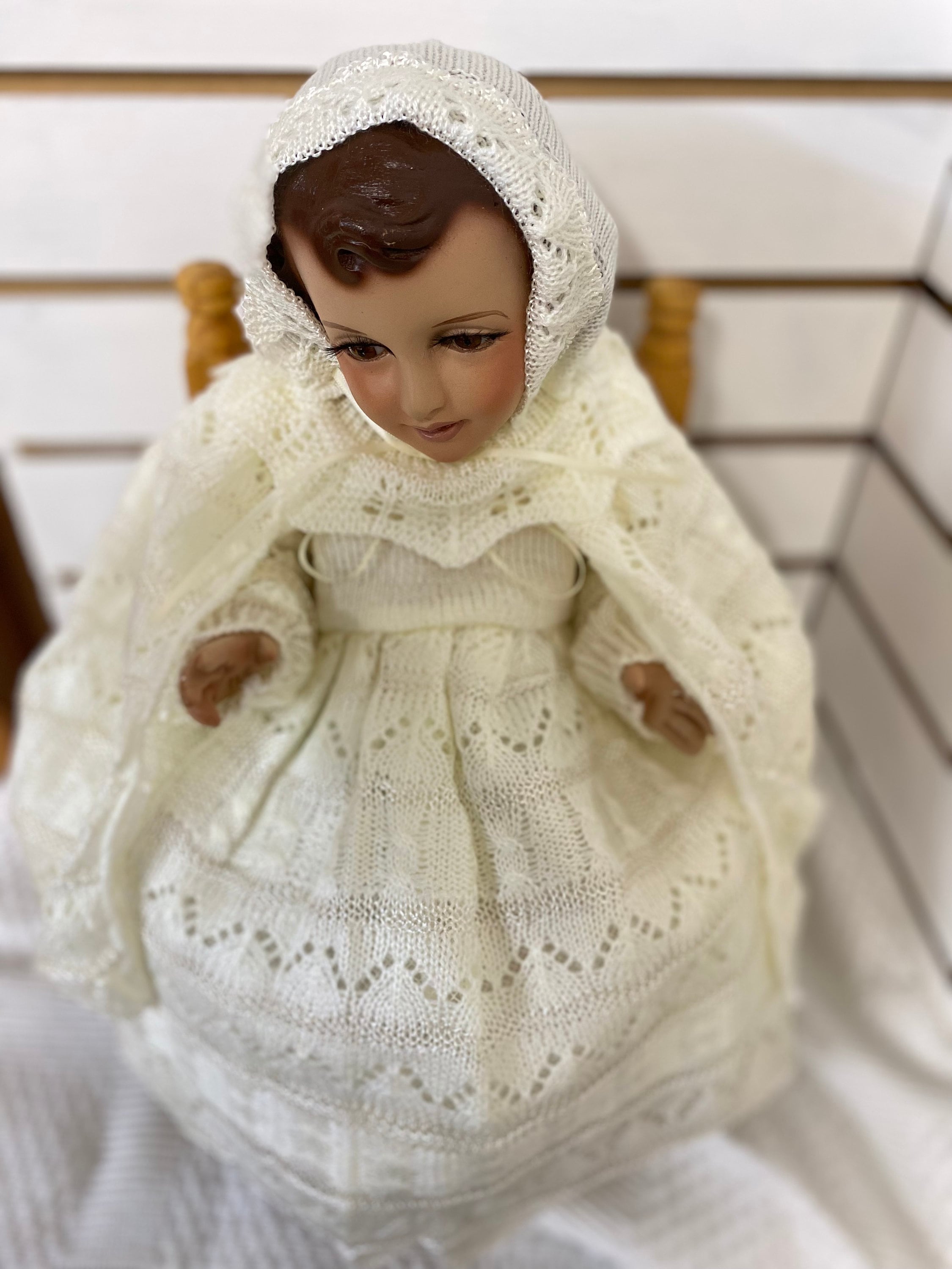 Ropon Tejido Traje Nino Dios Ropon Estambre Tejido Color Crema Vestido ...