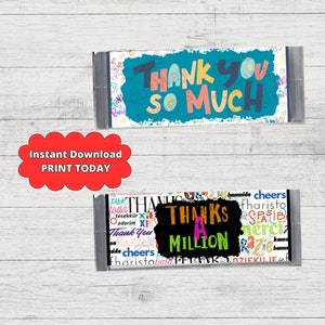 PRINTABLE THANK YOU Candy Bar Wrappers-gift Ideas-party Favors-treats ...