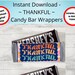 Printable THANK YOU Candy Bar Wrappers-gift Ideas-party Favors ...