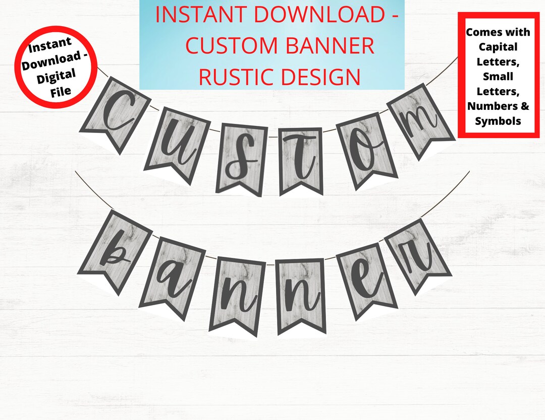 Printable CUSTOM Banner-instant Download-rustic Design- Diy-party ...