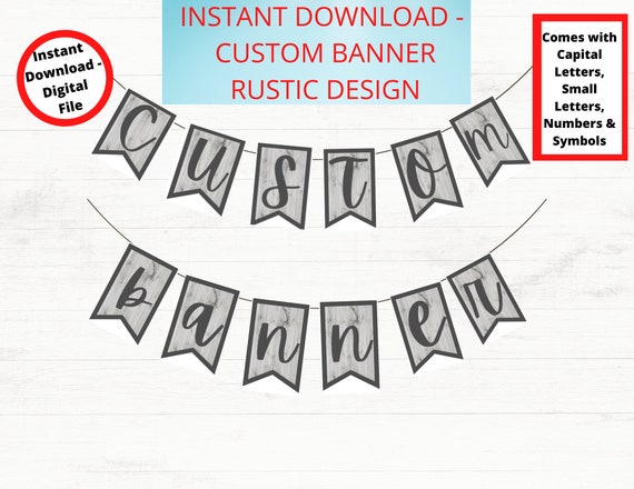 Printable CUSTOM Banner-instant Download-rustic Design - Etsy