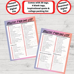 Instant Download Printables- College Survival Kit, College Care Package ...