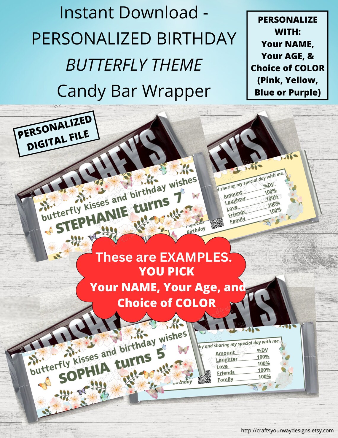 PERSONALIZED BIRTHDAY Candy Bar Wrapper-printable Personalized File ...