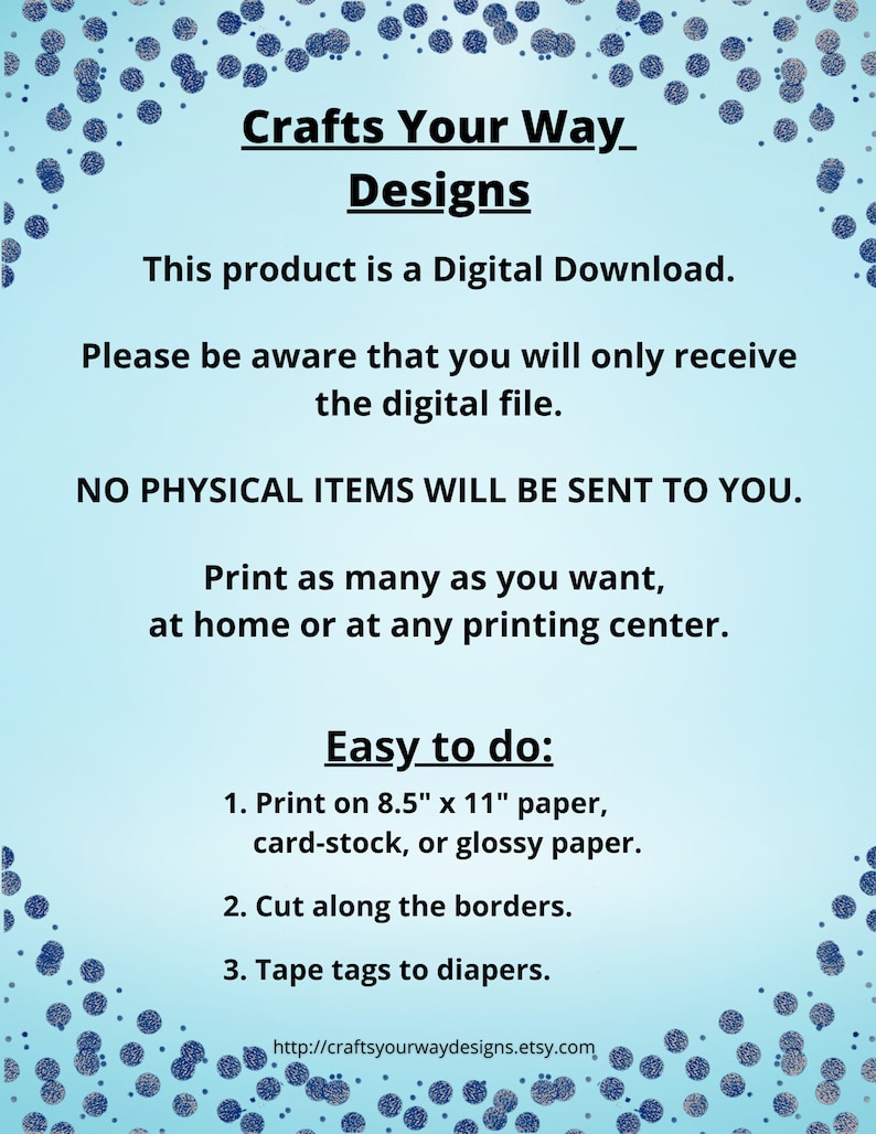 DIAPER MESSAGES Tags and Signs, Baby Shower Gift, Printable Instant ...