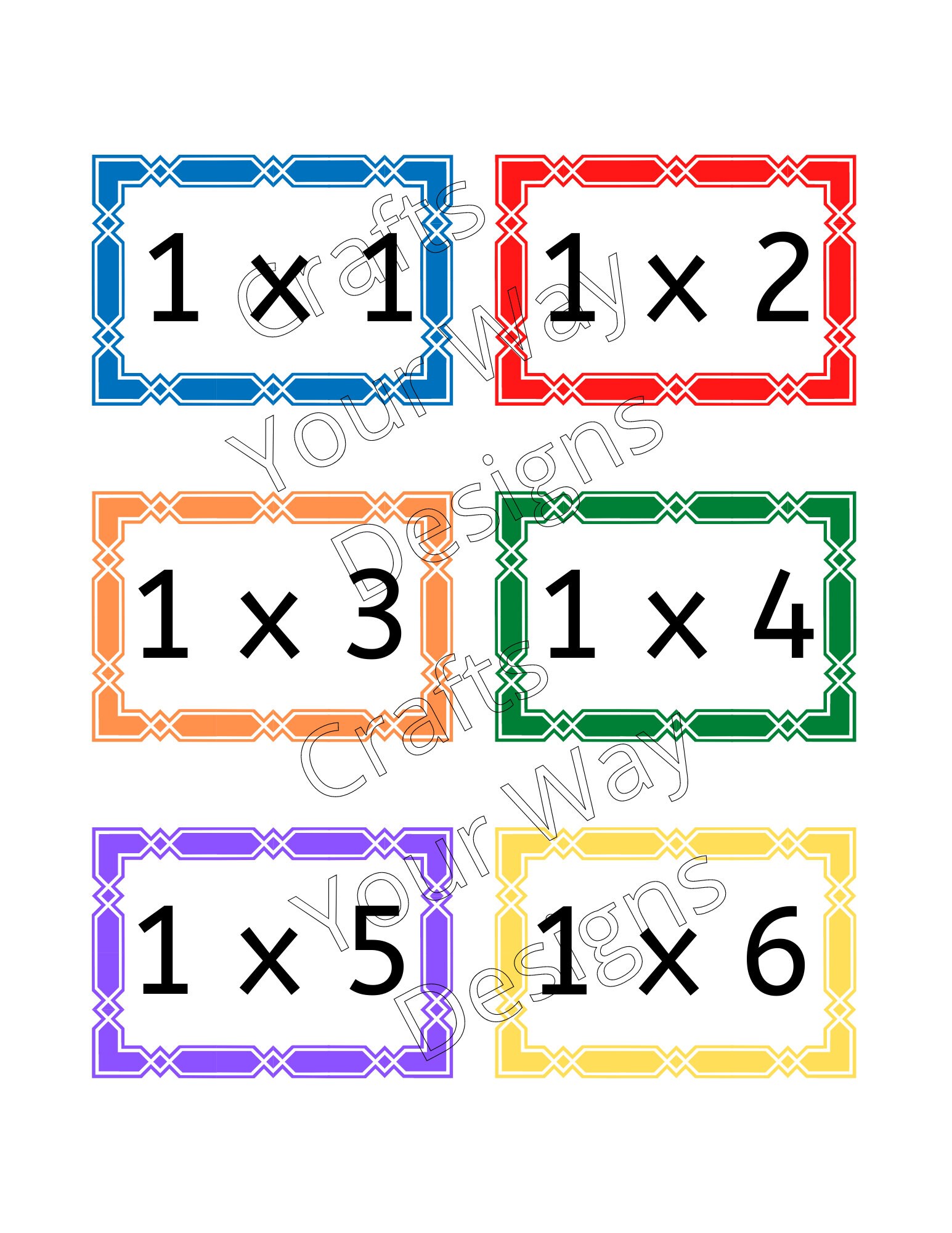 Printable Math MULTIPLICATION FACTS FLASHCARDS and Multiplication Chart ...