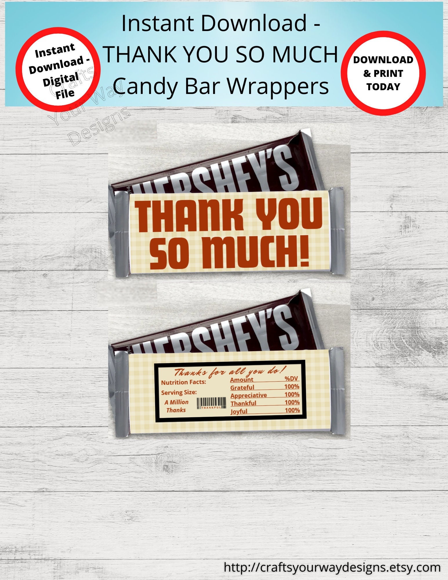 Printable THANK YOU so MUCH Candy Bar Wrappers-thanks-gift Ideas-party ...