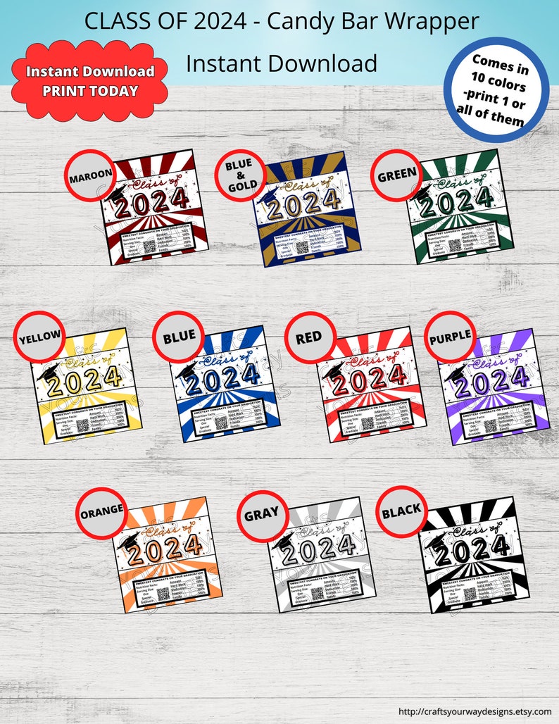 PRINTABLE CONGRATS GRAD Candy Bar Wrapper-graduation Gift Ideas-party ...