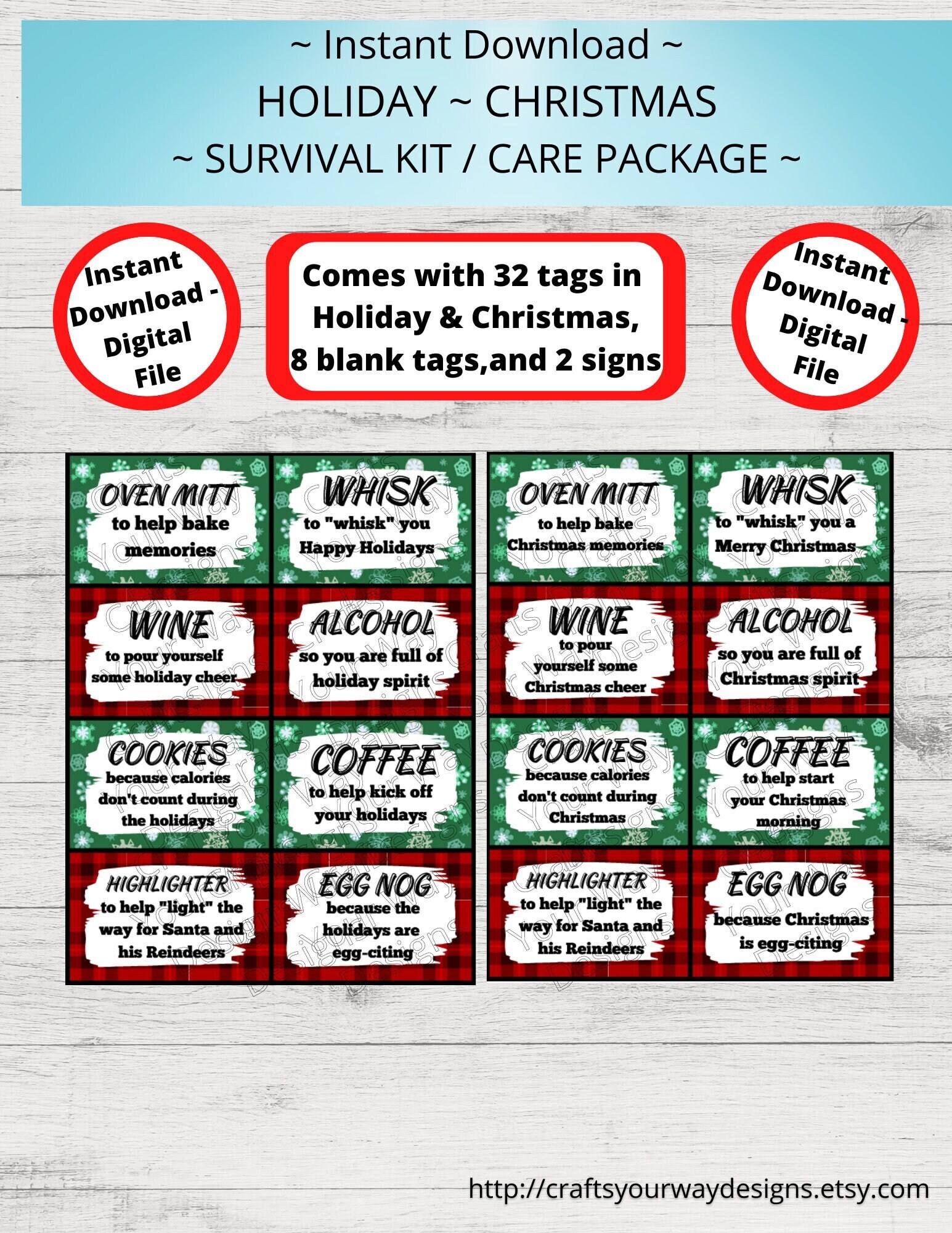CHRISTMAS HOLIDAY Survival Kit, Christmas Holiday Care Package, Gift ...