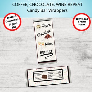 PRINTABLE CHOCOLATE LOVERS Candy Bar Wrappers-gift Ideas-party Favors ...