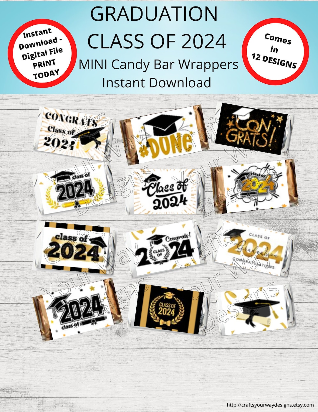 PRINTABLE GRADUATION MINI Candy Bar Wrappers-congrats Grad-class of ...
