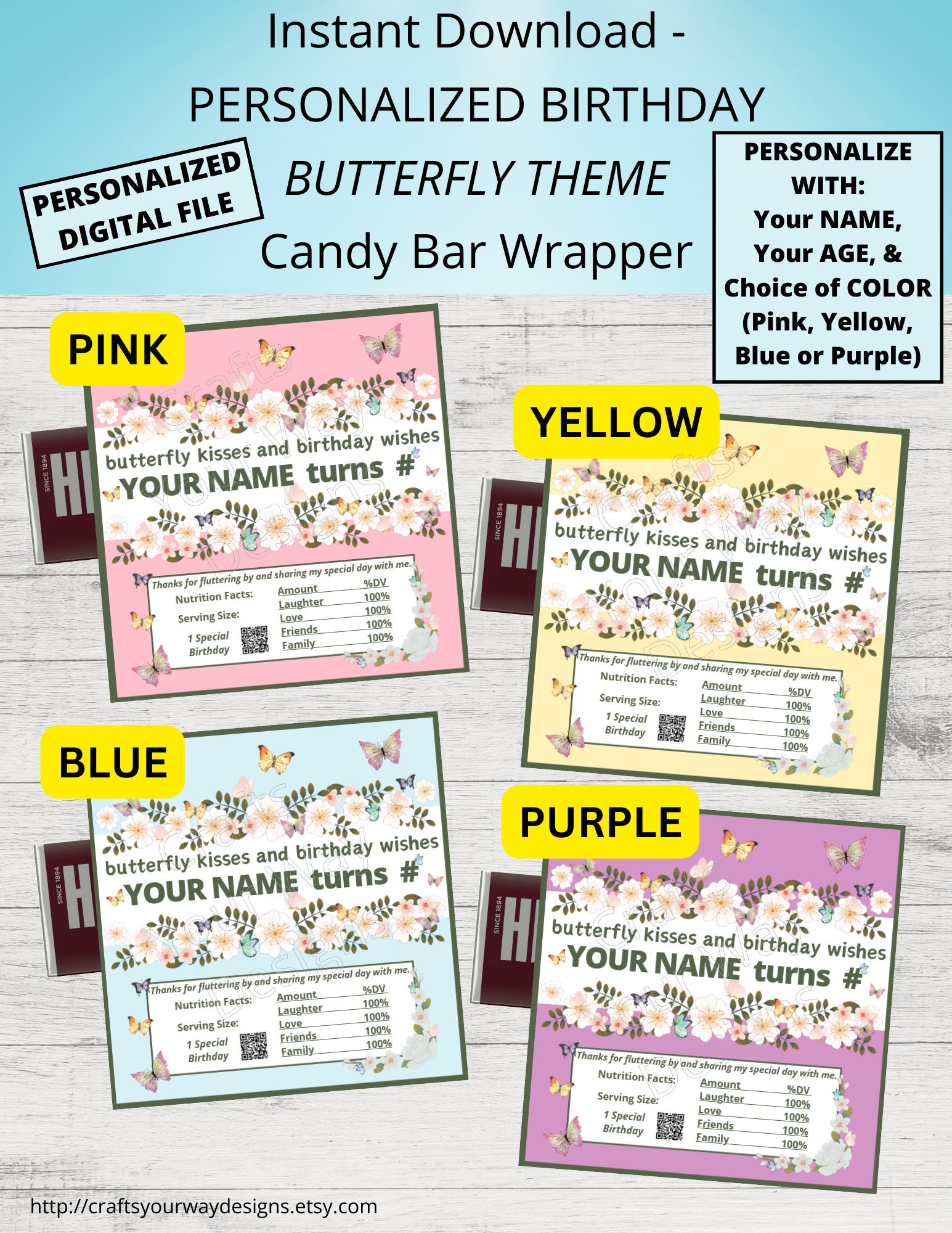 PERSONALIZED BIRTHDAY Candy Bar Wrapper-printable Personalized File ...