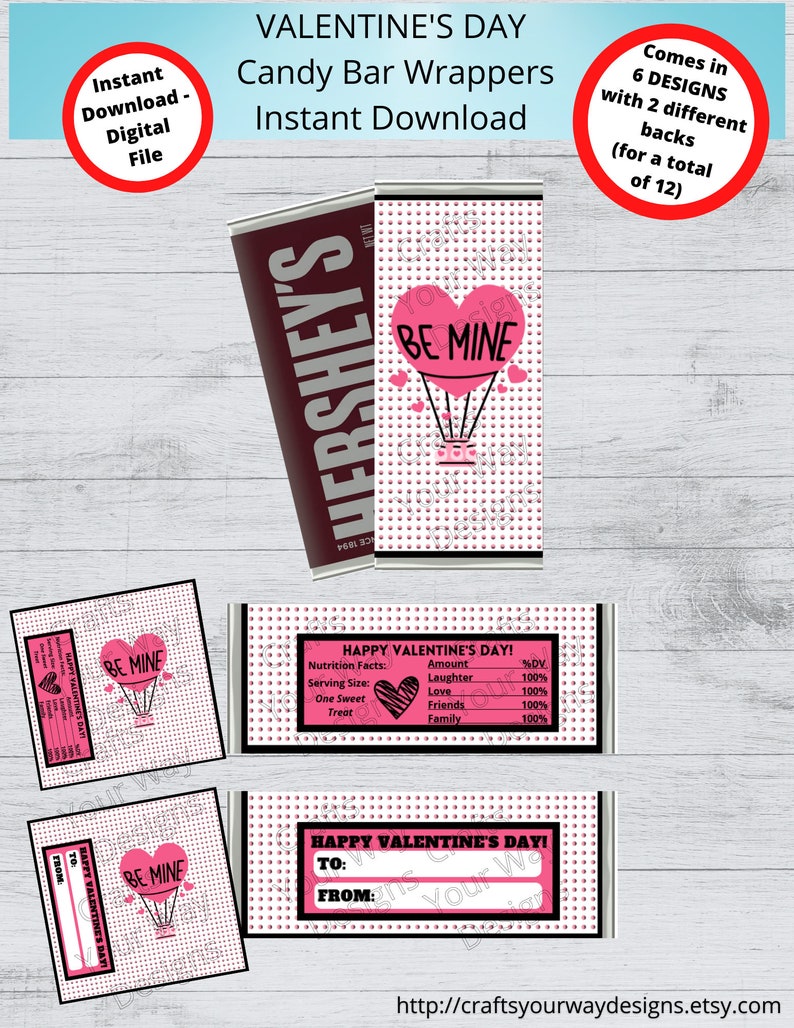 PRINTABLE VALENTINE'S DAY Candy Bar Wrappers. Gift Ideas. - Etsy