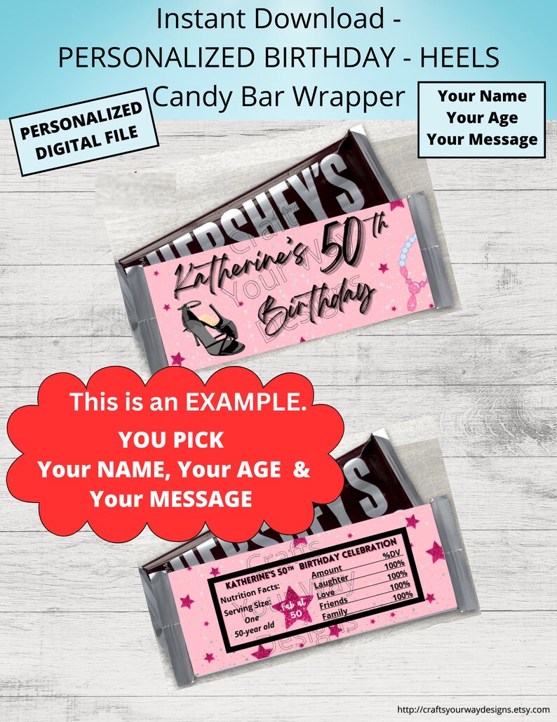PERSONALIZED BIRTHDAY Candy Bar Wrapper-printable Personalized File ...