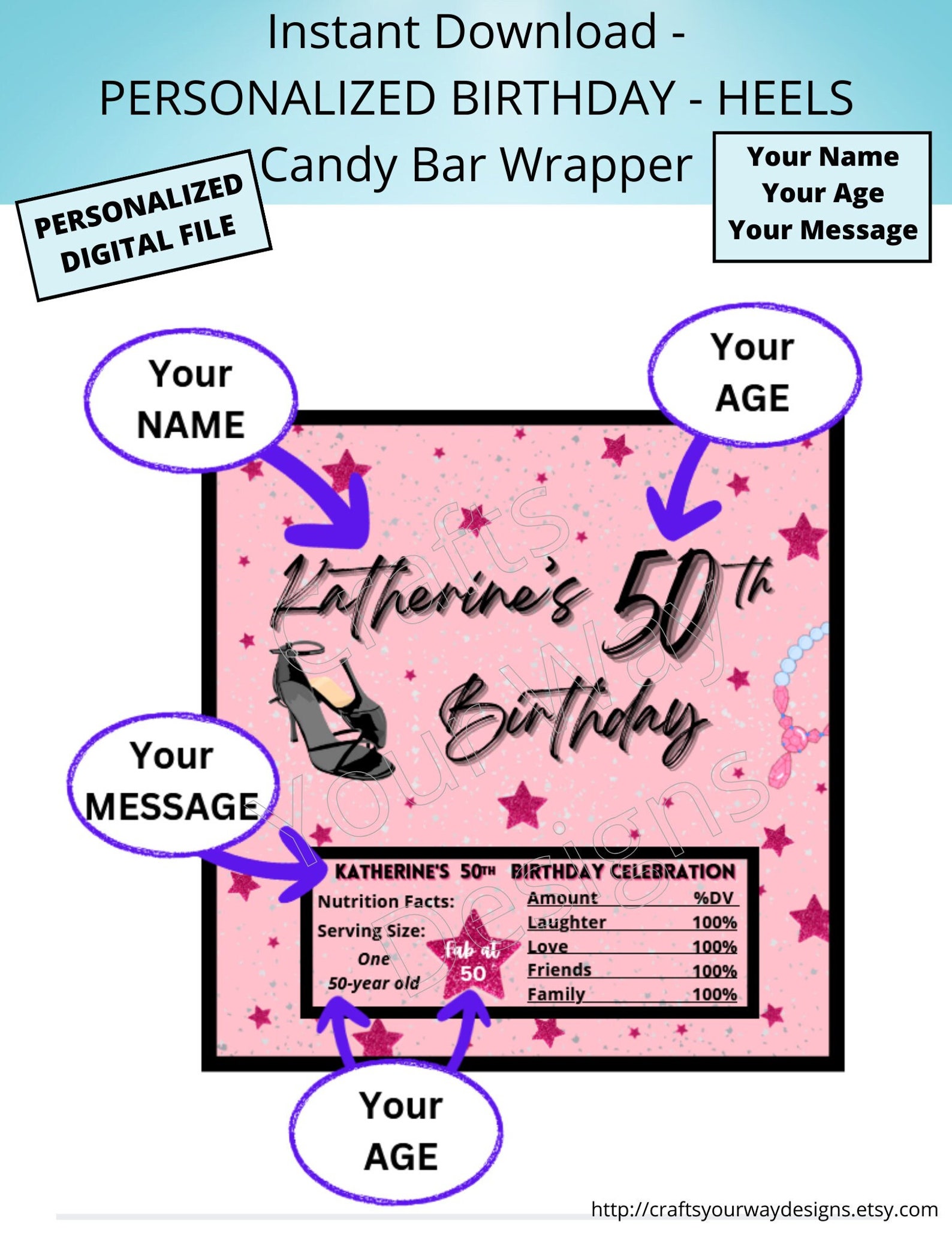 PERSONALIZED BIRTHDAY Candy Bar Wrapper-printable Personalized File ...
