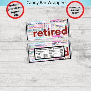 Printable RETIRED Candy Bar Wrappers-gift Ideas-party Favors-chocolate ...
