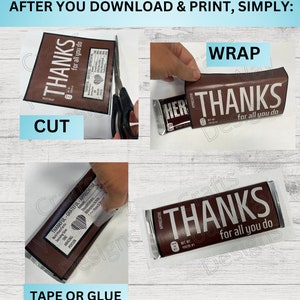 Printable THANKS Candy Bar Wrappers-gift Ideas-party Favors-chocolate ...