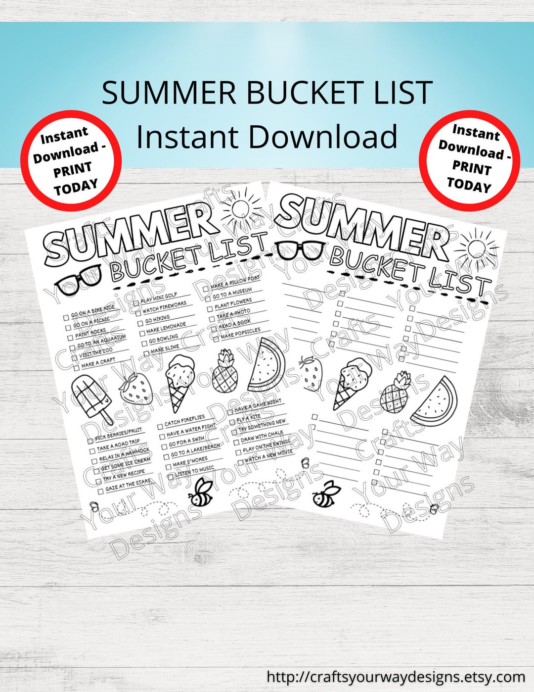 SUMMER BUCKET LIST Printable, Summer Activity, Summer Activities ...