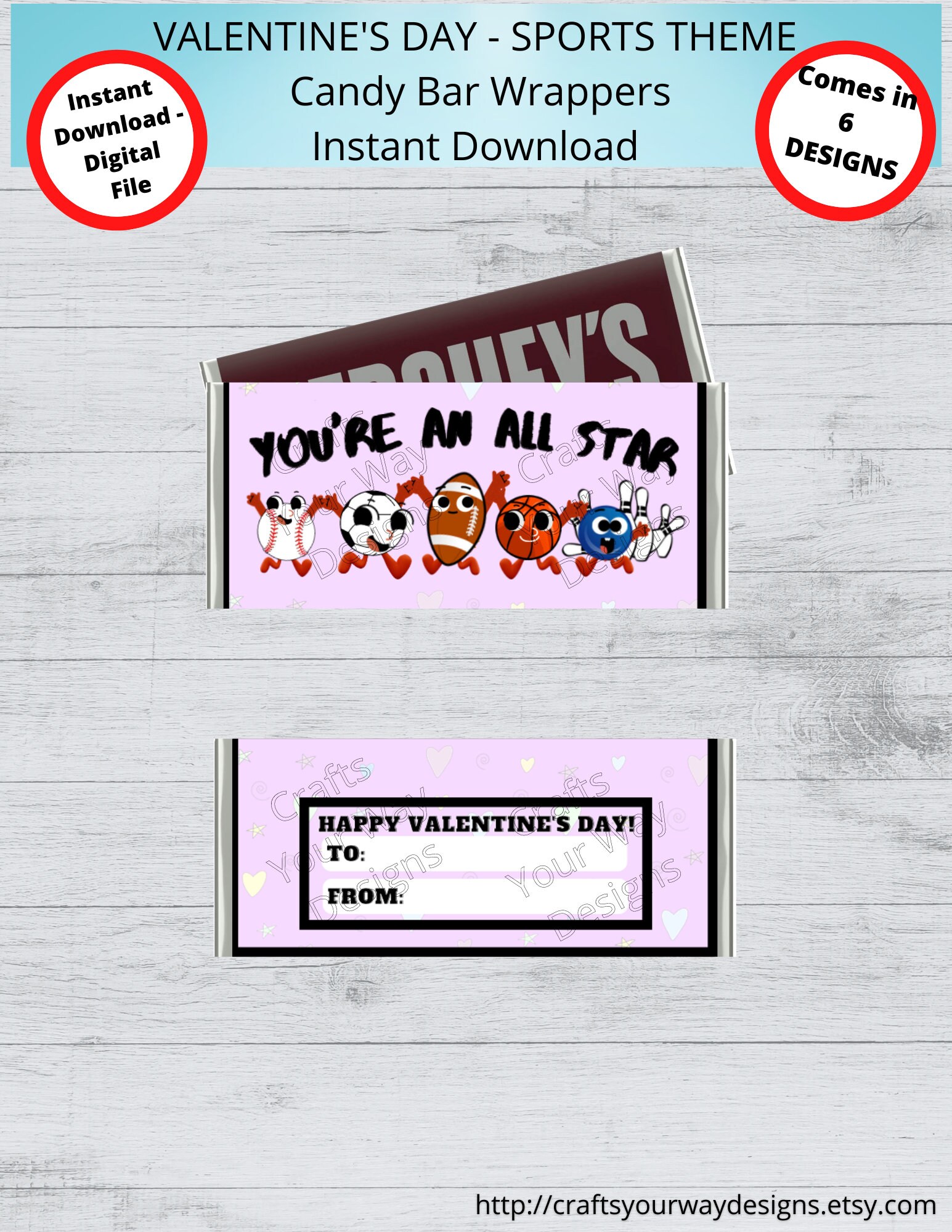 Printable VALENTINE'S DAY Candy Bar Wrappers SPORTS Theme. Gift Ideas ...