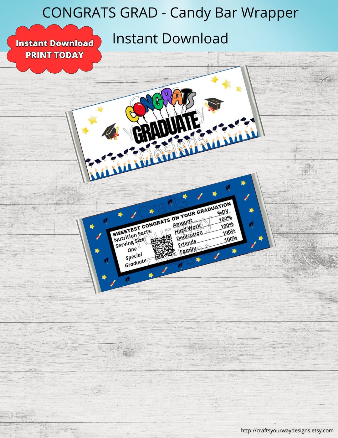 PRINTABLE CONGRATS GRADUATE Candy Bar Wrapper-graduation Gift Ideas ...
