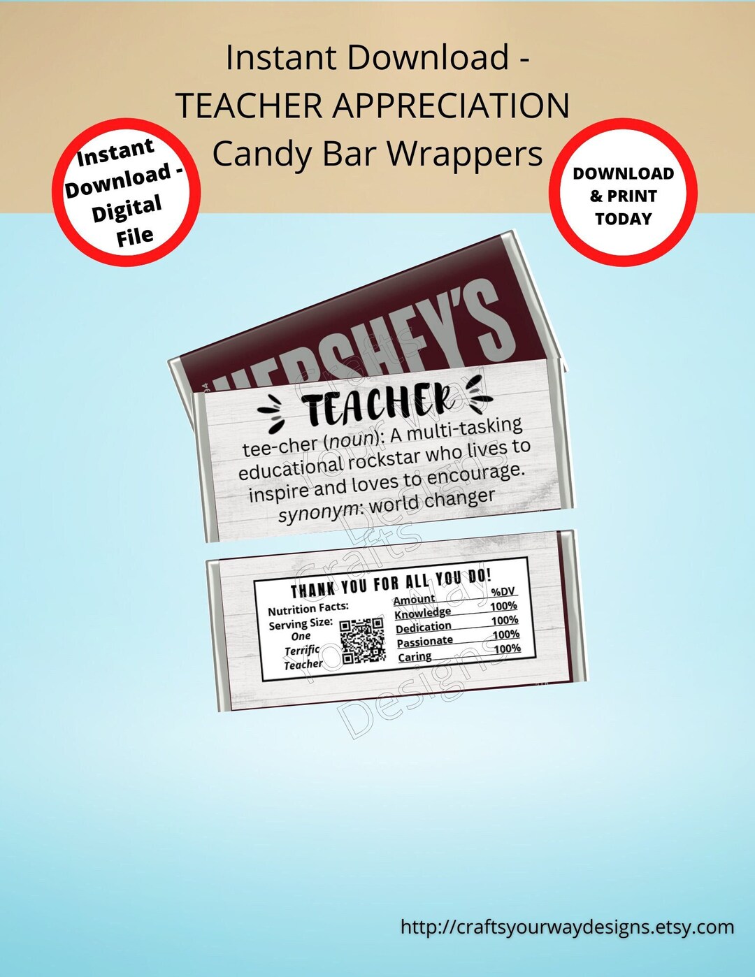 PRINTABLE TEACHER Candy Bar Wrapper-instant Download-teacher ...