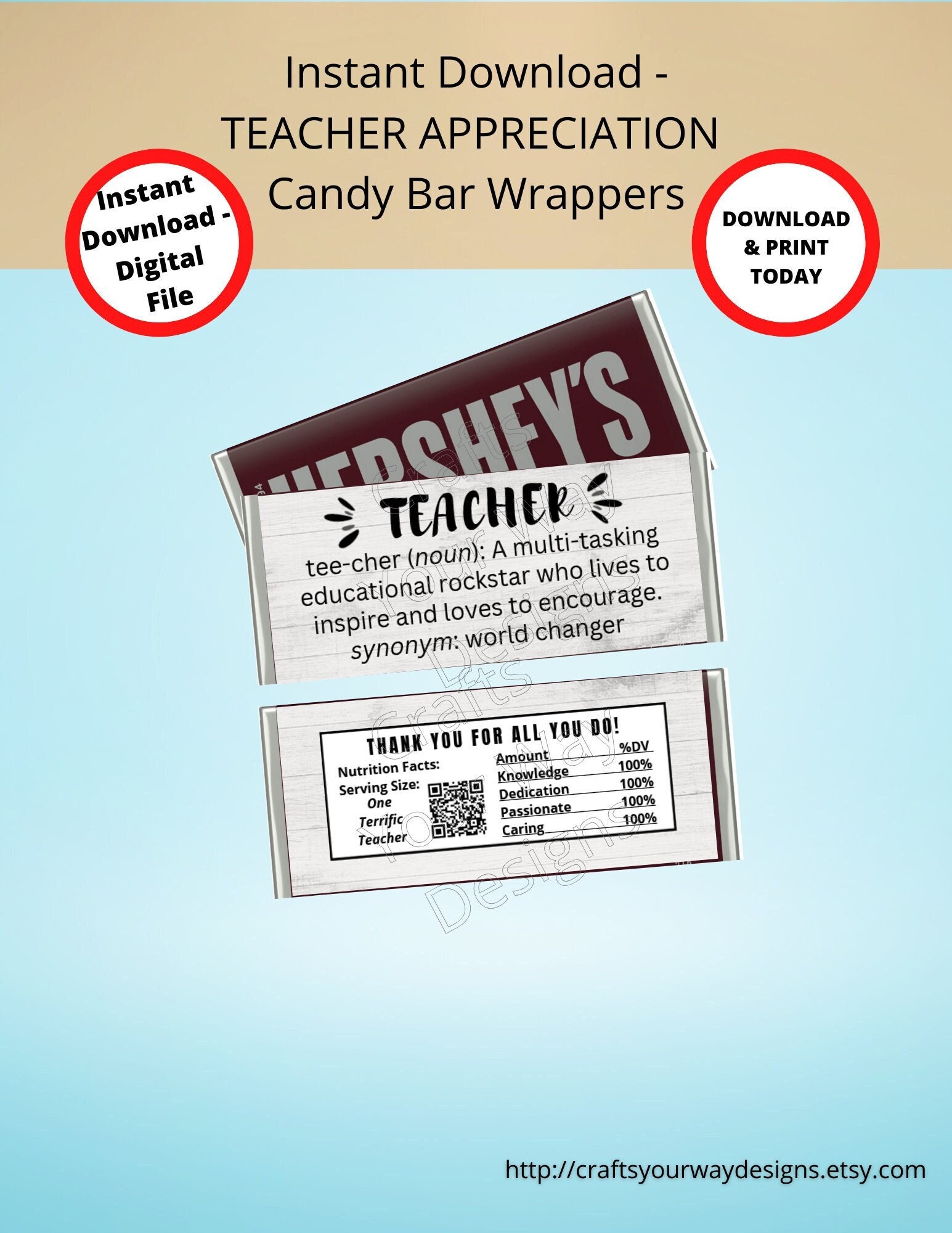 PRINTABLE TEACHER Candy Bar Wrapper-instant Download-teacher ...
