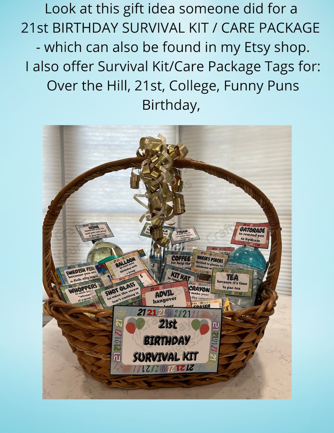 50th BIRTHDAY Survival Kit, 50th Birthday Care Package, Gift Tags ...