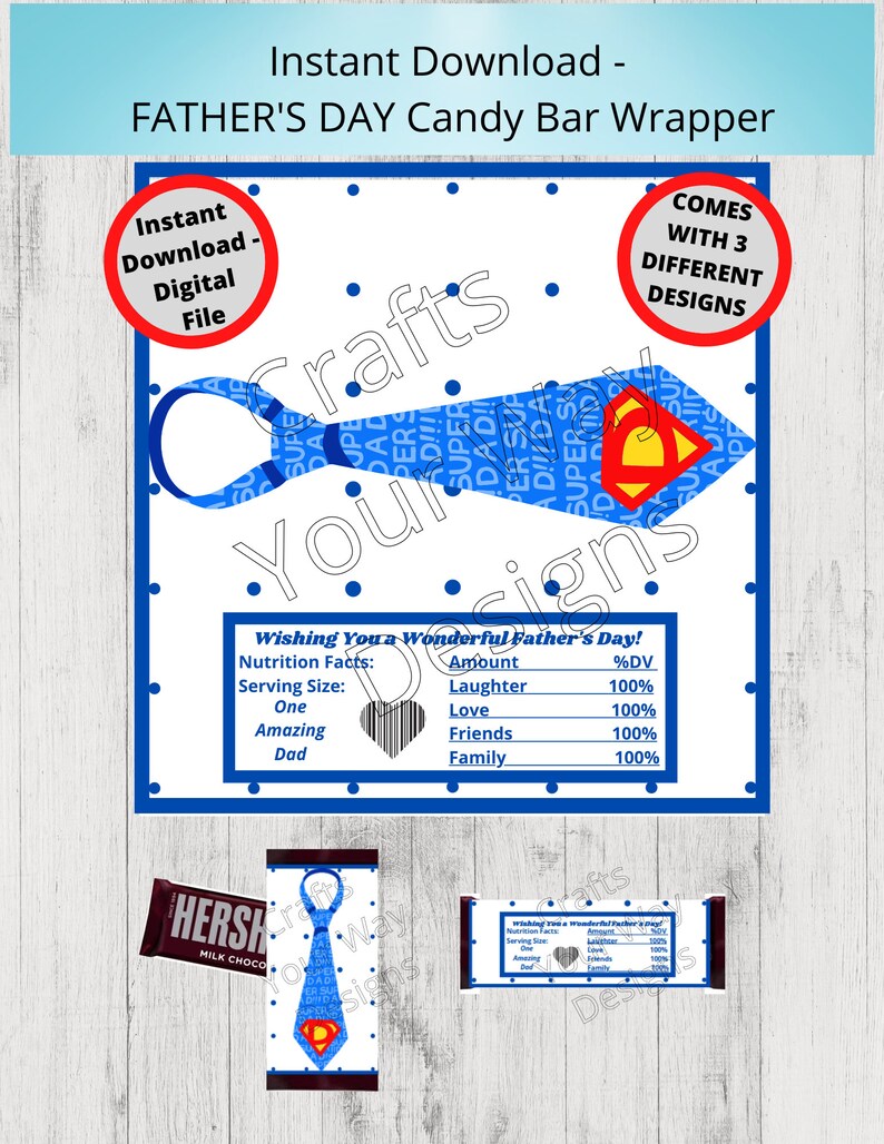 PRINTABLE FATHER'S DAY Candy Bar Wrappers-wish Those Dads a Happy ...
