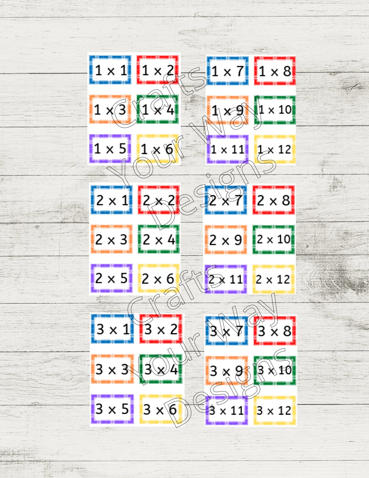 Printable Math MULTIPLICATION FACTS FLASHCARDS and Multiplication Chart ...