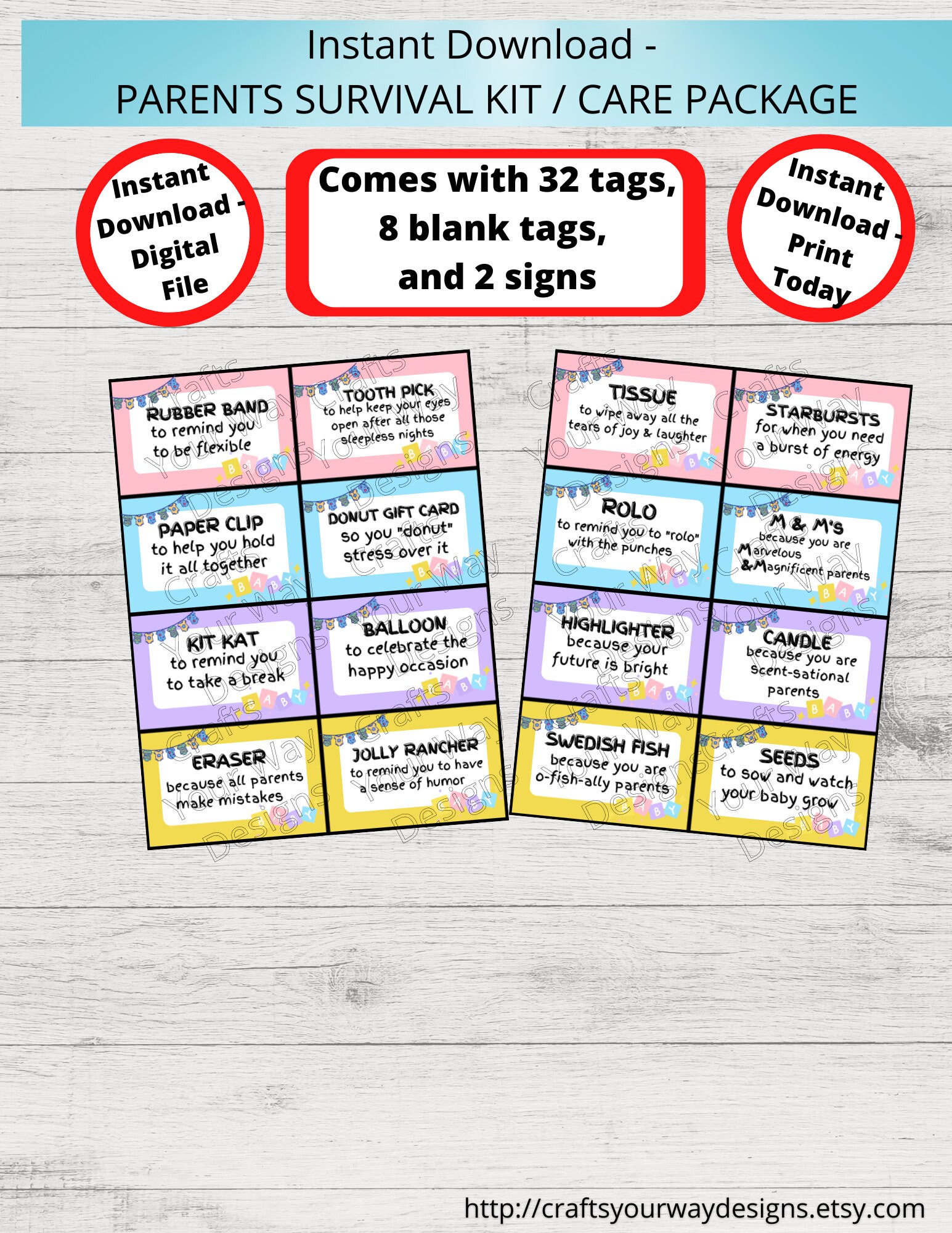 PARENTS Survival Kit, PARENTS Care Package, Gift Tags, Birthday Gift ...