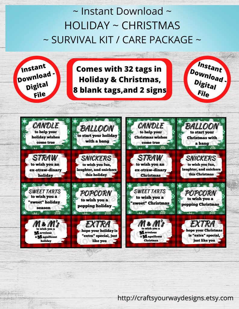 CHRISTMAS HOLIDAY Survival Kit, Christmas Holiday Care Package, Gift ...